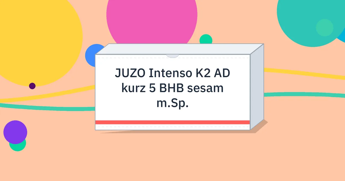 Symbolbild: Packung mit der Aufschrift JUZO Intenso K2 AD kurz 5 BHB sesam m.Sp. (PZN 18614501) – Verfügbarkeit und Bezug in Apotheken in Frankfurt am Main