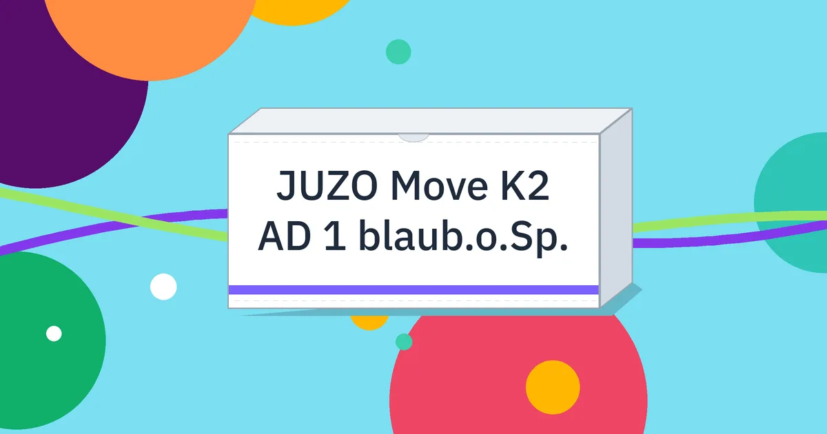 Symbolbild: Packung mit der Aufschrift JUZO Move K2 AD 1 blaub.o.Sp. (PZN 18539461) – Verfügbarkeit und Bezug in Apotheken in Frankfurt am Main