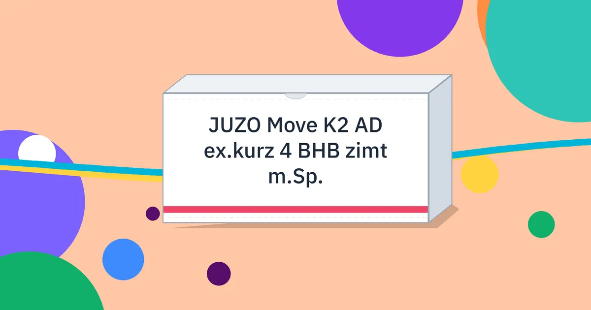 Symbolbild: Packung mit der Aufschrift JUZO Move K2 AD ex.kurz 4 BHB zimt m.Sp. (PZN 18510285) – Verfügbarkeit und Bezug in Apotheken in Frankfurt am Main