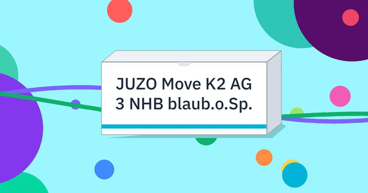 Symbolbild: Packung mit der Aufschrift JUZO Move K2 AG 3 NHB blaub.o.Sp. (PZN 18557306) – Verfügbarkeit und Bezug in Apotheken in Frankfurt am Main
