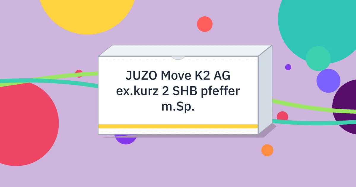 Symbolbild: Packung mit der Aufschrift JUZO Move K2 AG ex.kurz 2 SHB pfeffer m.Sp. (PZN 16651337) – Verfügbarkeit und Bezug in Apotheken in Frankfurt am Main