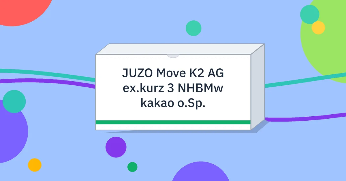 Symbolbild: Packung mit der Aufschrift JUZO Move K2 AG ex.kurz 3 NHBMw kakao o.Sp. (PZN 18565168) – Verfügbarkeit und Bezug in Apotheken in Frankfurt am Main