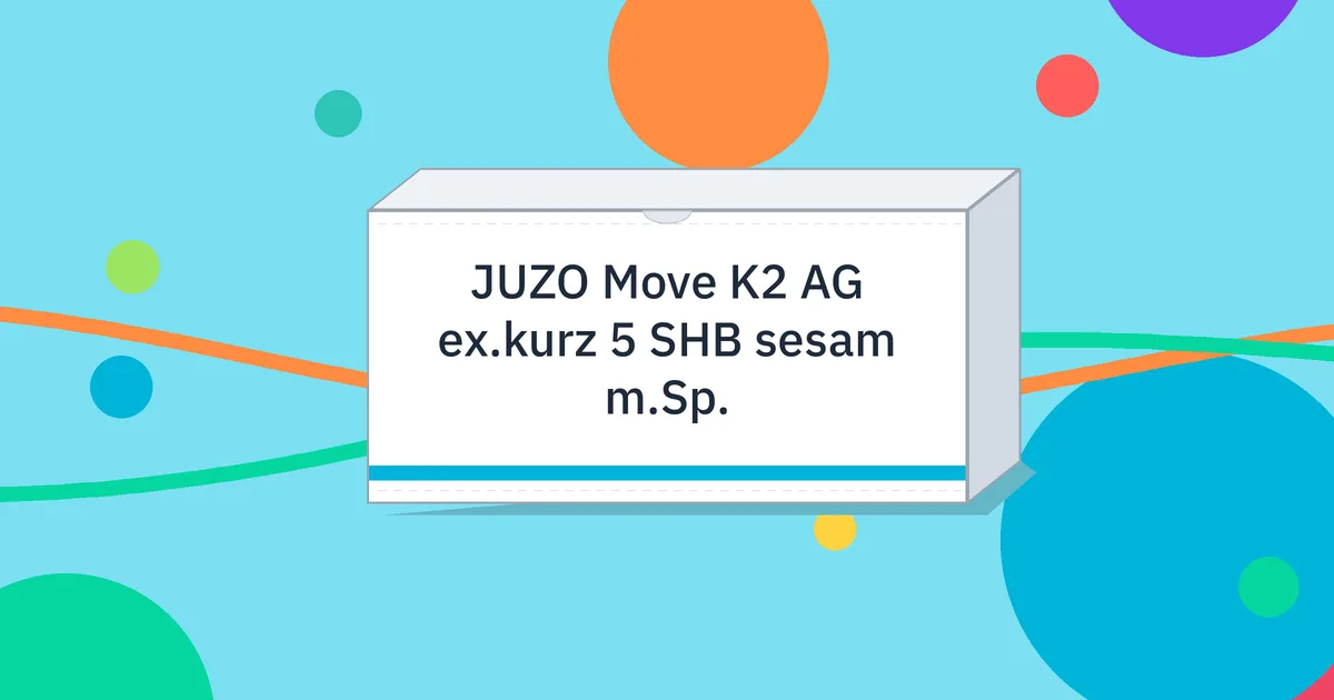 Symbolbild: Packung mit der Aufschrift JUZO Move K2 AG ex.kurz 5 SHB sesam m.Sp. (PZN 18531962) – Verfügbarkeit und Bezug in Apotheken in Frankfurt am Main