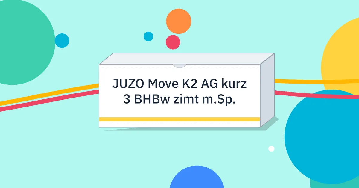 Symbolbild: Packung mit der Aufschrift JUZO Move K2 AG kurz 3 BHBw zimt m.Sp. (PZN 18528368) – Verfügbarkeit und Bezug in Apotheken in Frankfurt am Main