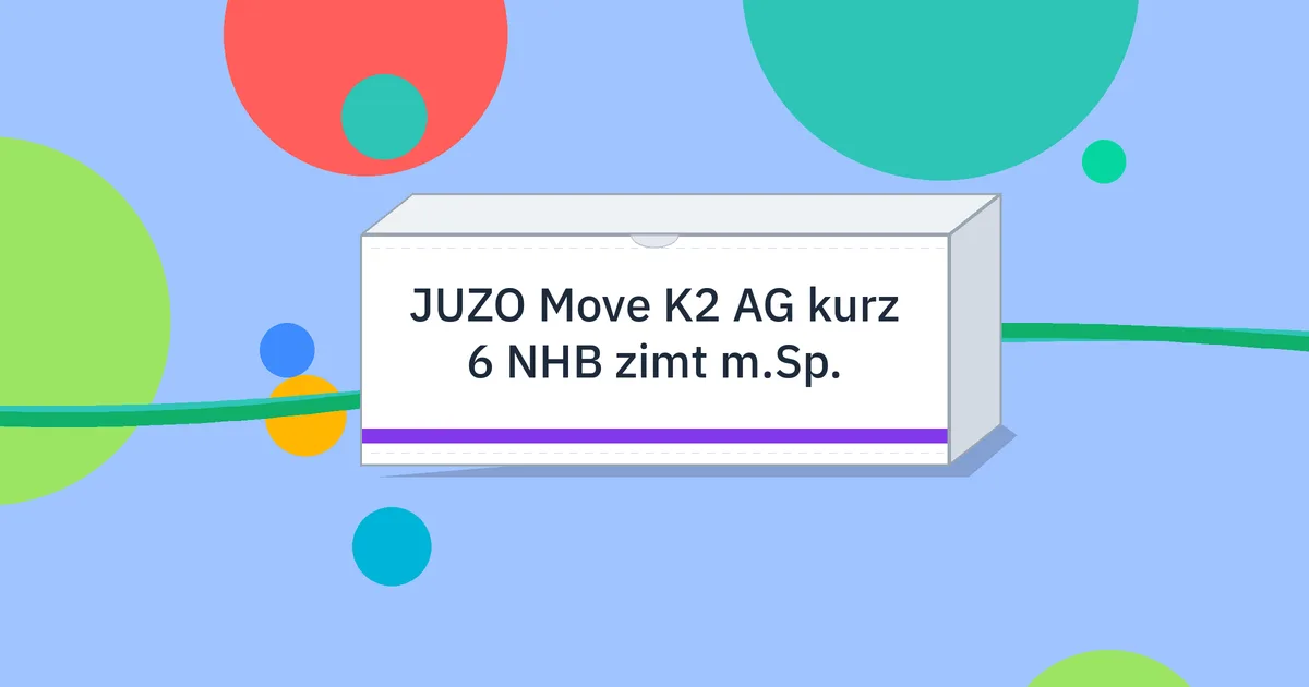 Symbolbild: Packung mit der Aufschrift JUZO Move K2 AG kurz 6 NHB zimt m.Sp. (PZN 18527736) – Verfügbarkeit und Bezug in Apotheken in Frankfurt am Main