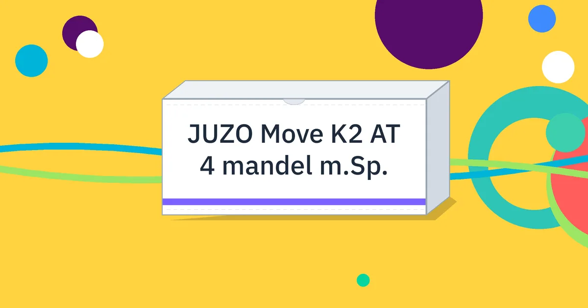 Symbolbild: Packung mit der Aufschrift JUZO Move K2 AT 4 mandel m.Sp. (PZN 20667835) – Verfügbarkeit und Bezug in Apotheken in Frankfurt am Main