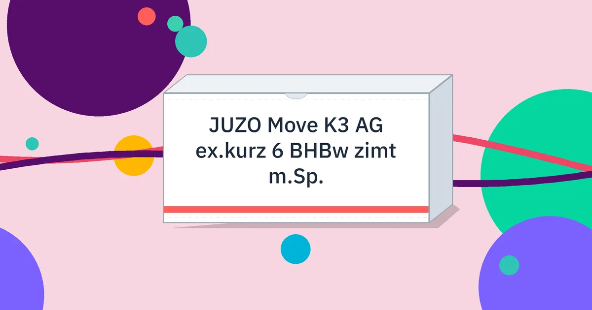 Symbolbild: Packung mit der Aufschrift JUZO Move K3 AG ex.kurz 6 BHBw zimt m.Sp. (PZN 18583806) – Verfügbarkeit und Bezug in Apotheken in Frankfurt am Main