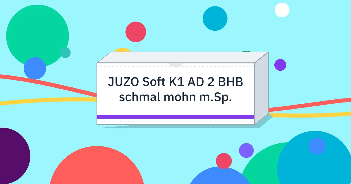 Symbolbild: Packung mit der Aufschrift JUZO Soft K1 AD 2 BHB schmal mohn m.Sp. (PZN 15461267) – Verfügbarkeit und Bezug in Apotheken in Frankfurt am Main