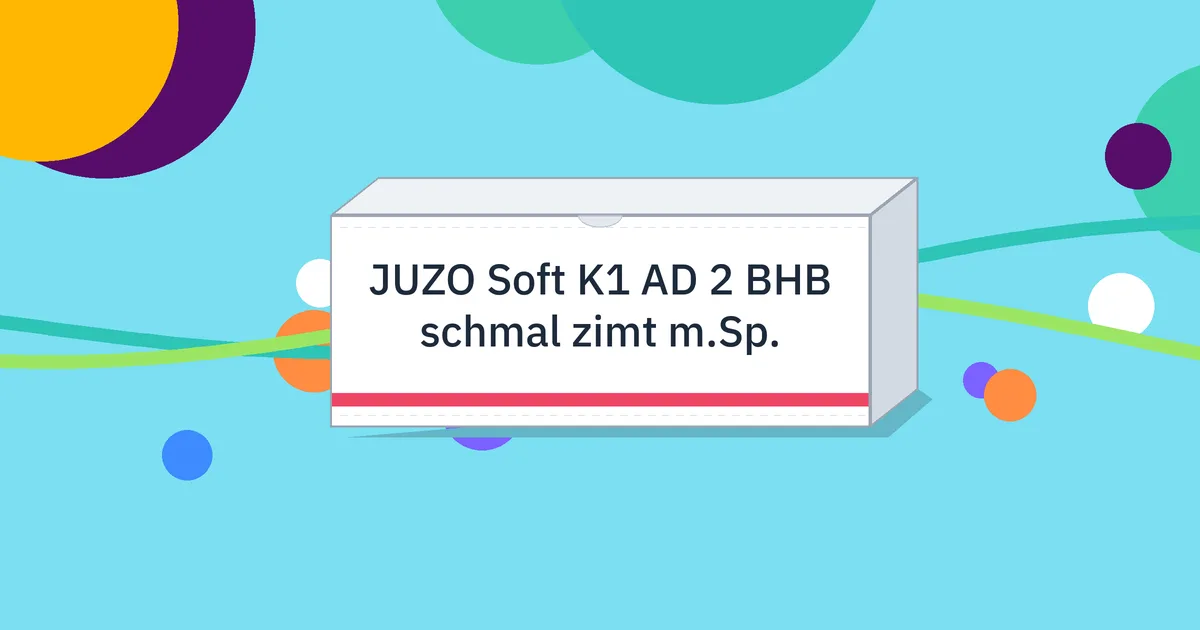 Symbolbild: Packung mit der Aufschrift JUZO Soft K1 AD 2 BHB schmal zimt m.Sp. (PZN 15460919) – Verfügbarkeit und Bezug in Apotheken in Frankfurt am Main