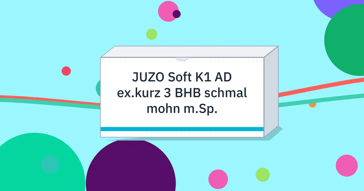 Symbolbild: Packung mit der Aufschrift JUZO Soft K1 AD ex.kurz 3 BHB schmal mohn m.Sp. (PZN 15462611) – Verfügbarkeit und Bezug in Apotheken in Frankfurt am Main