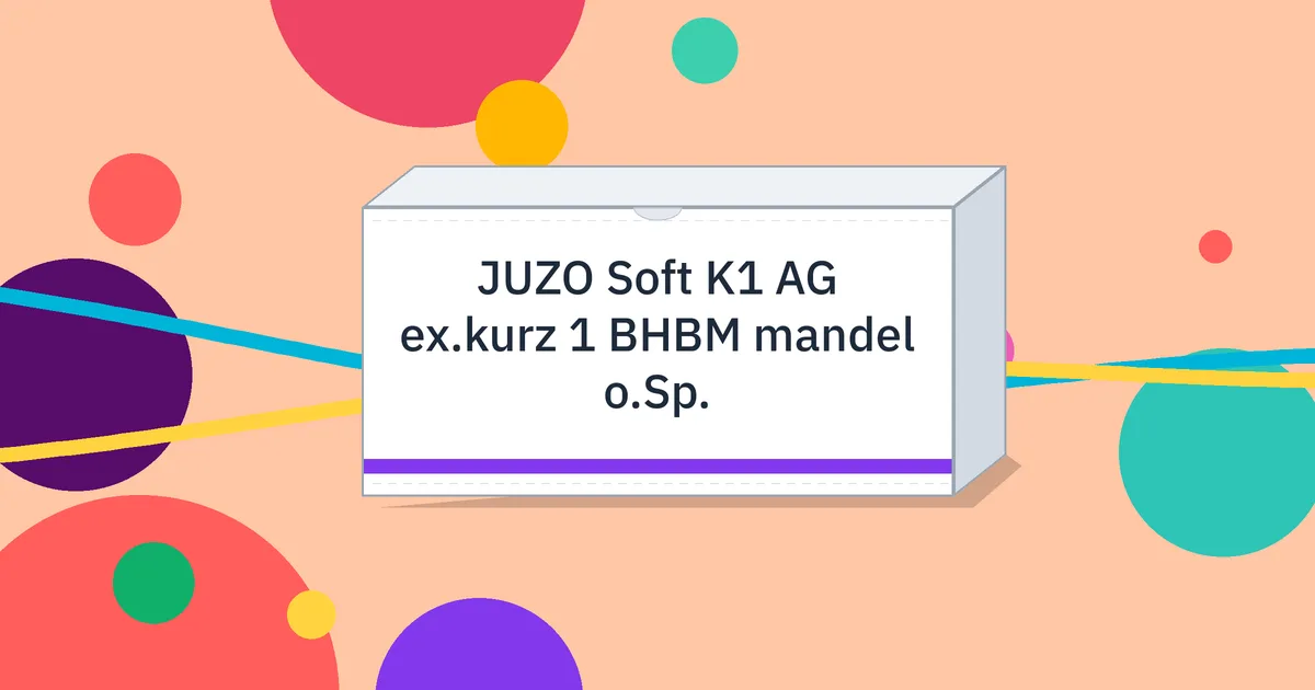 Symbolbild: Packung mit der Aufschrift JUZO Soft K1 AG ex.kurz 1 BHBM mandel o.Sp. (PZN 14858459) – Verfügbarkeit und Bezug in Apotheken in Frankfurt am Main
