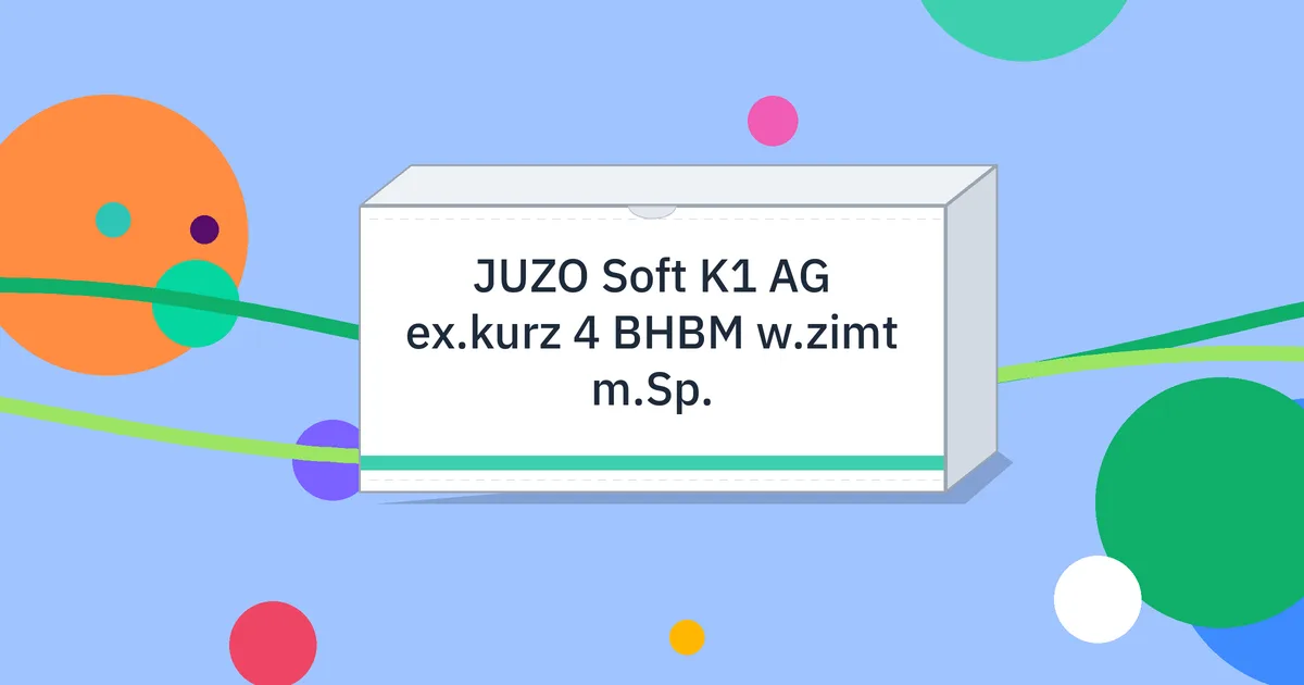 Symbolbild: Packung mit der Aufschrift JUZO Soft K1 AG ex.kurz 4 BHBM w.zimt m.Sp. (PZN 14864106) – Verfügbarkeit und Bezug in Apotheken in Frankfurt am Main