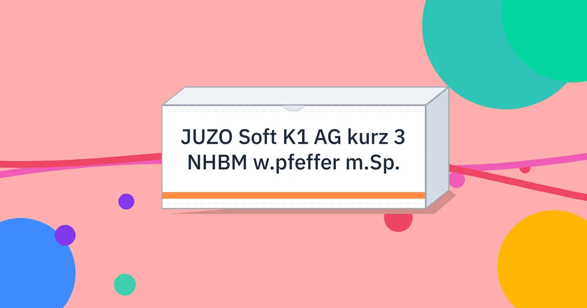 Symbolbild: Packung mit der Aufschrift JUZO Soft K1 AG kurz 3 NHBM w.pfeffer m.Sp. (PZN 15016219) – Verfügbarkeit und Bezug in Apotheken in Frankfurt am Main