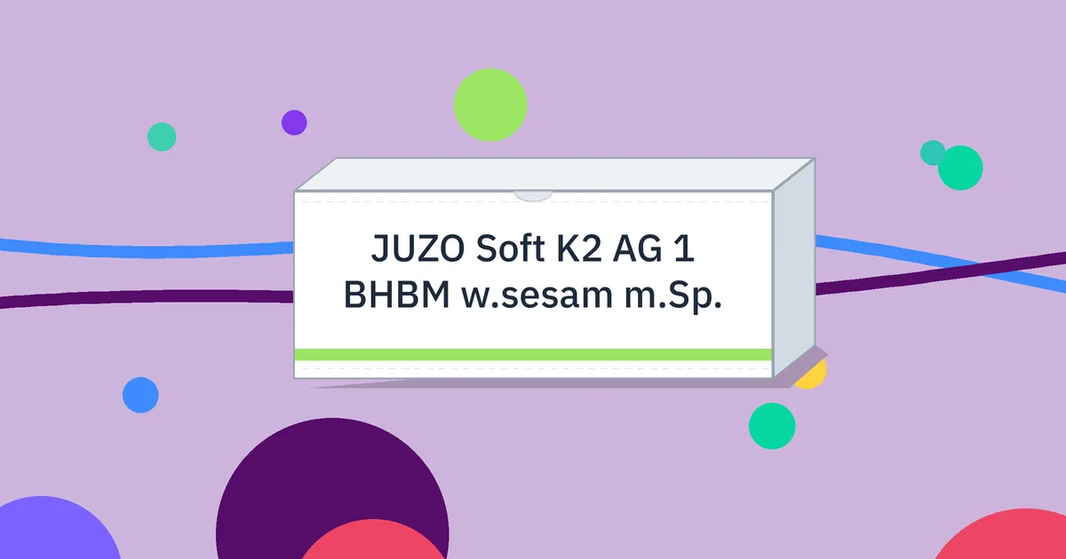Symbolbild: Packung mit der Aufschrift JUZO Soft K2 AG 1 BHBM w.sesam m.Sp. (PZN 14866795) – Verfügbarkeit und Bezug in Apotheken in Frankfurt am Main