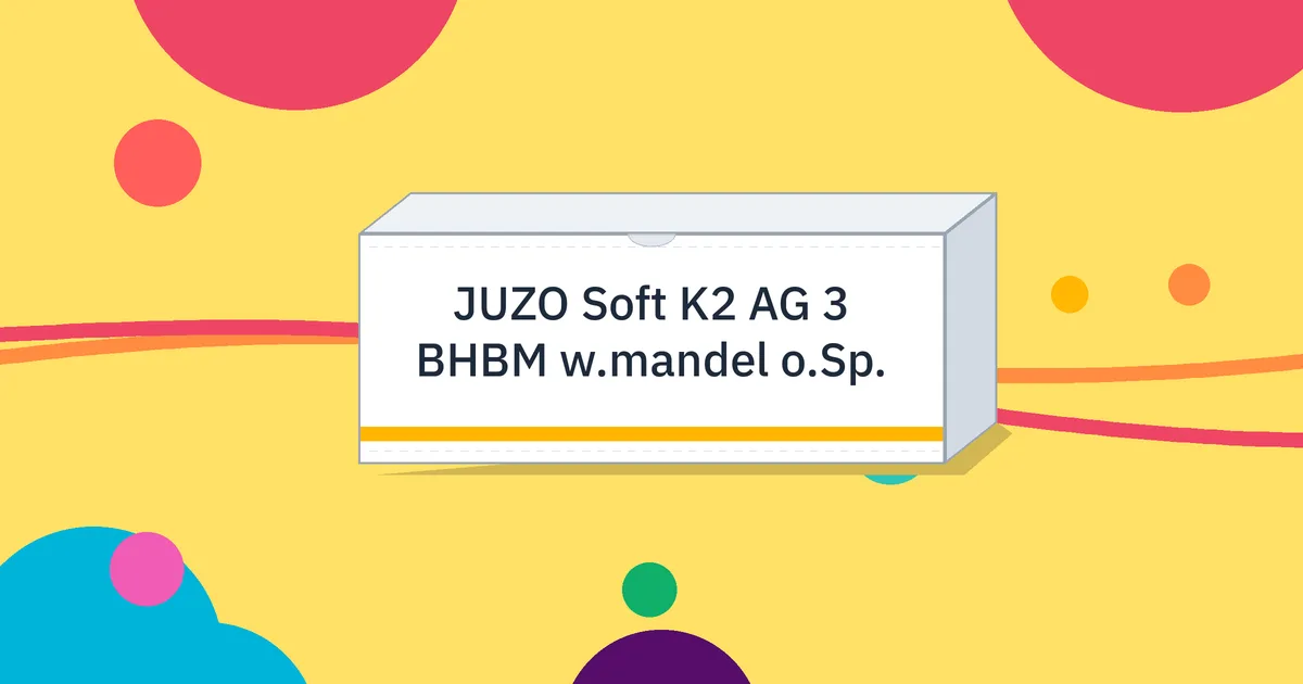 Symbolbild: Packung mit der Aufschrift JUZO Soft K2 AG 3 BHBM w.mandel o.Sp. (PZN 14868995) – Verfügbarkeit und Bezug in Apotheken in Frankfurt am Main