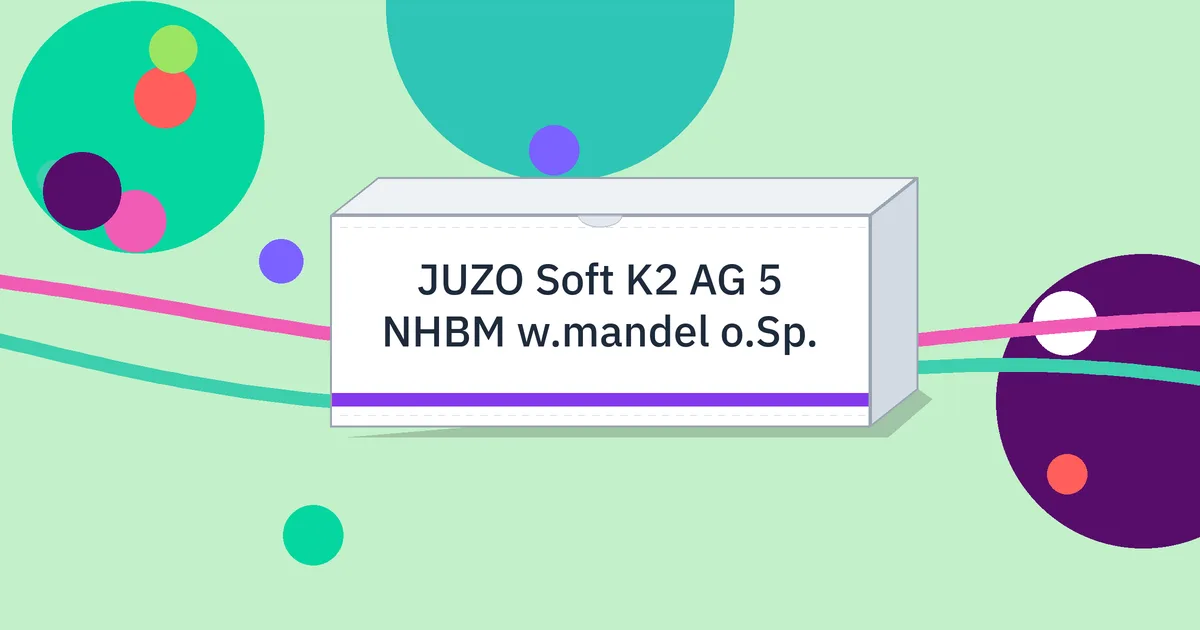 Symbolbild: Packung mit der Aufschrift JUZO Soft K2 AG 5 NHBM w.mandel o.Sp. (PZN 15001548) – Verfügbarkeit und Bezug in Apotheken in Frankfurt am Main