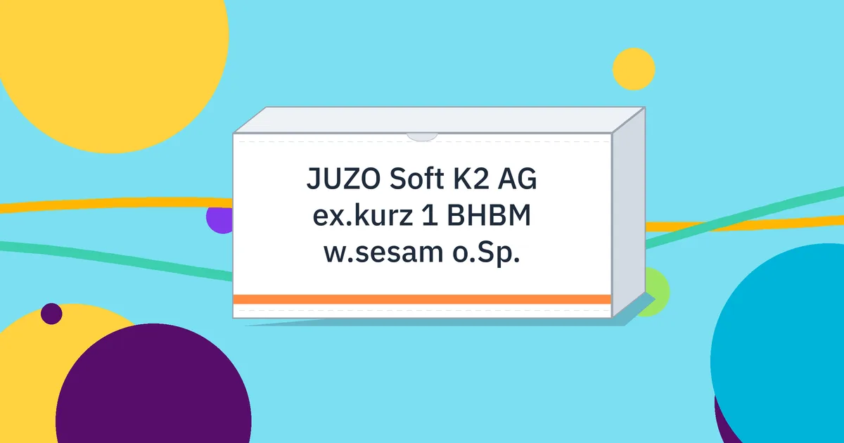 Symbolbild: Packung mit der Aufschrift JUZO Soft K2 AG ex.kurz 1 BHBM w.sesam o.Sp. (PZN 14870058) – Verfügbarkeit und Bezug in Apotheken in Frankfurt am Main