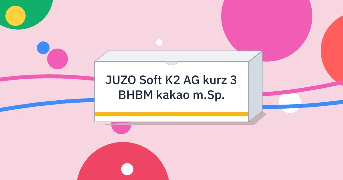 Symbolbild: Packung mit der Aufschrift JUZO Soft K2 AG kurz 3 BHBM kakao m.Sp. (PZN 14859938) – Verfügbarkeit und Bezug in Apotheken in Frankfurt am Main