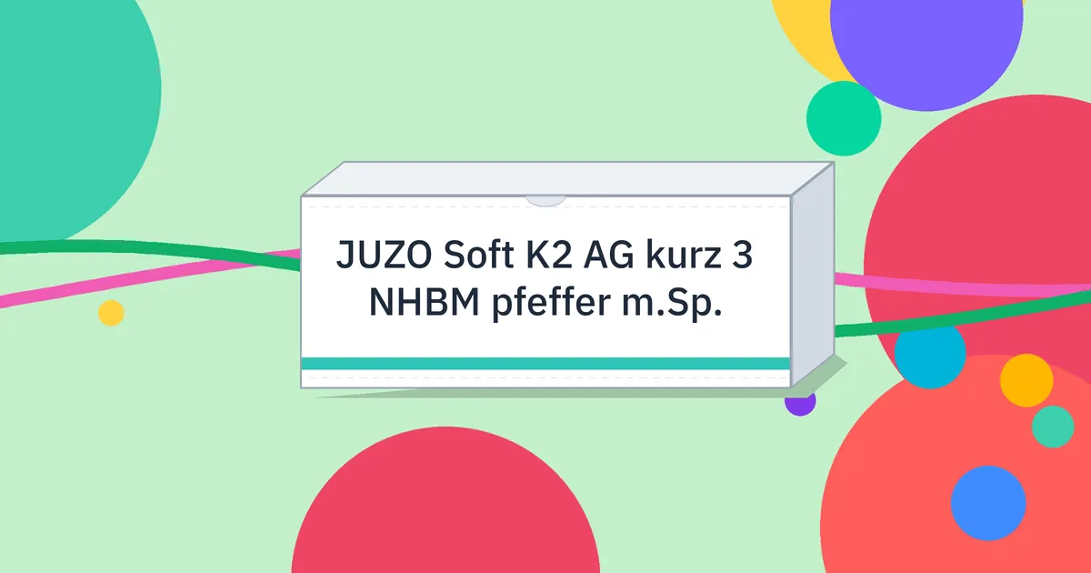 Symbolbild: Packung mit der Aufschrift JUZO Soft K2 AG kurz 3 NHBM pfeffer m.Sp. (PZN 14998315) – Verfügbarkeit und Bezug in Apotheken in Frankfurt am Main