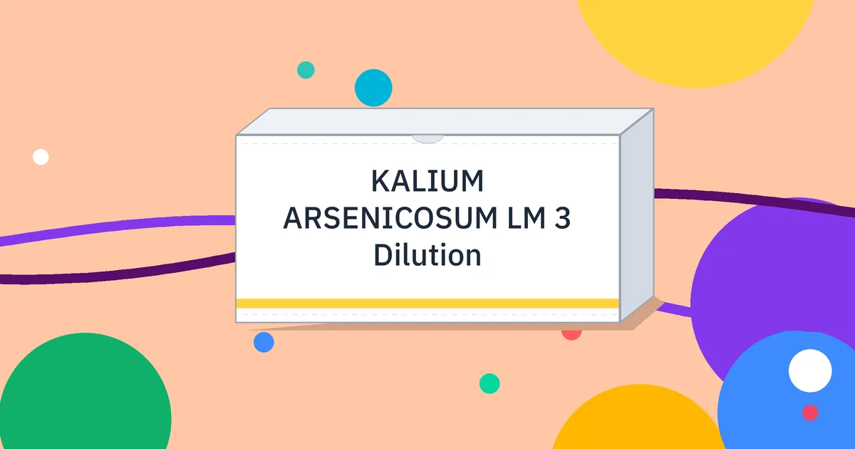 Symbolbild: Packung mit der Aufschrift KALIUM ARSENICOSUM LM 3 Dilution (PZN 12916939) – Verfügbarkeit und Bezug in Apotheken in Frankfurt am Main
