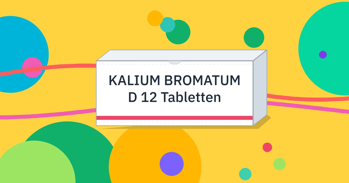 Symbolbild: Packung mit der Aufschrift KALIUM BROMATUM D 12 Tabletten (PZN 07247979) – Verfügbarkeit und Bezug in Apotheken in Frankfurt am Main
