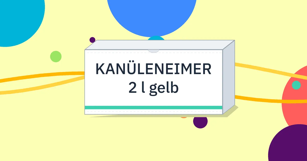 Symbolbild: Packung mit der Aufschrift KANÜLENEIMER 2 l gelb (PZN 07718309) – Verfügbarkeit und Bezug in Apotheken in Frankfurt am Main