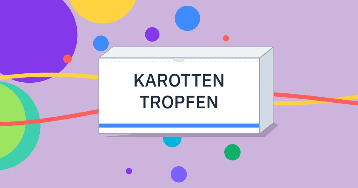 Symbolbild: Packung mit der Aufschrift KAROTTEN TROPFEN (PZN 15230326) – Verfügbarkeit und Bezug in Apotheken in Frankfurt am Main