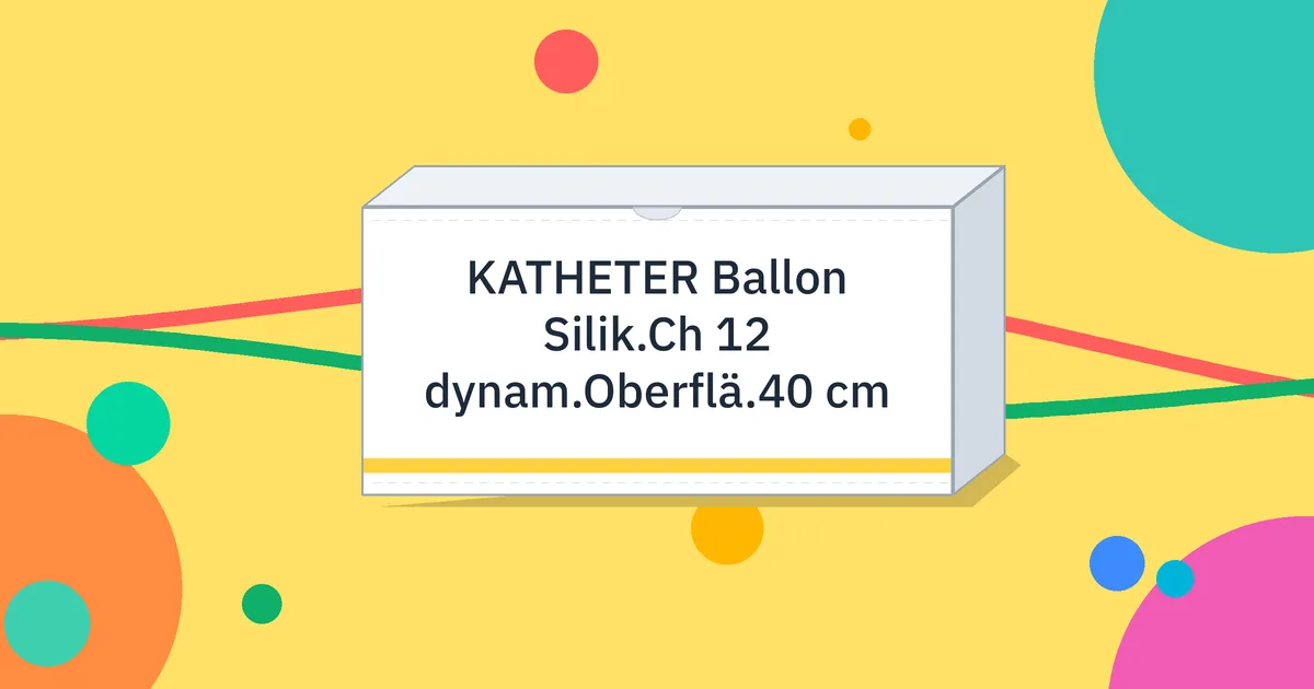 Symbolbild: Packung mit der Aufschrift KATHETER Ballon Silik.Ch 12 dynam.Oberflä.40 cm (PZN 00494947) – Verfügbarkeit und Bezug in Apotheken in Frankfurt am Main
