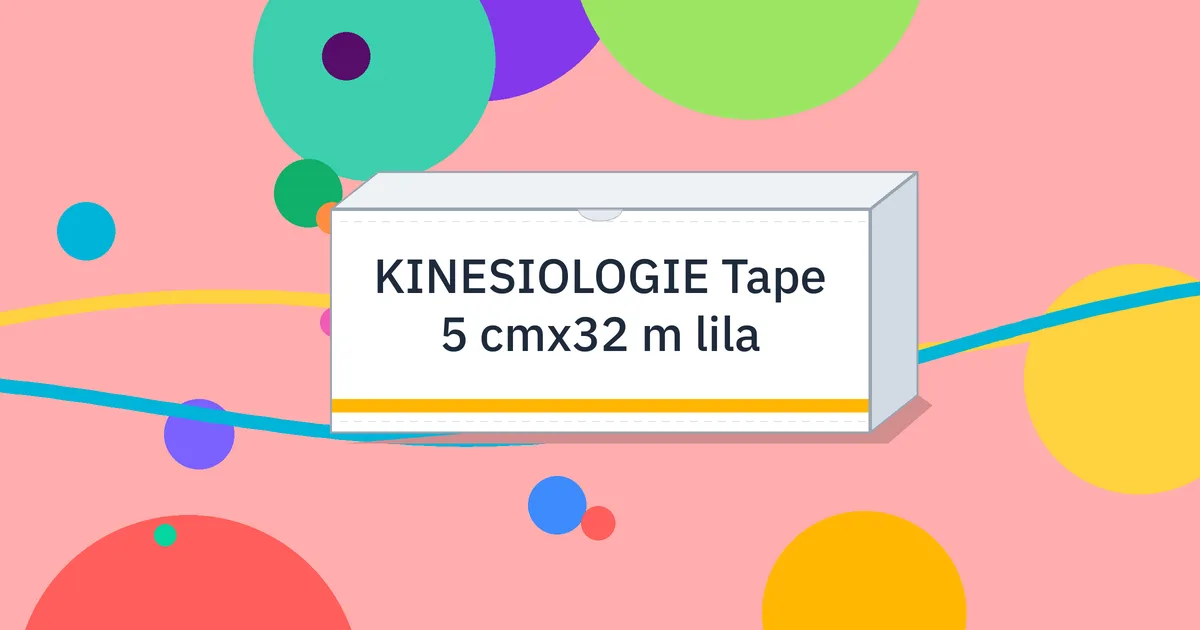 Symbolbild: Packung mit der Aufschrift KINESIOLOGIE Tape 5 cmx32 m lila (PZN 10252470) – Verfügbarkeit und Bezug in Apotheken in Frankfurt am Main