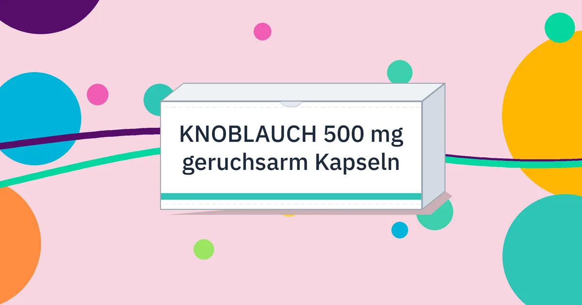 Symbolbild: Packung mit der Aufschrift KNOBLAUCH 500 mg geruchsarm Kapseln (PZN 05025401) – Verfügbarkeit und Bezug in Apotheken in Frankfurt am Main