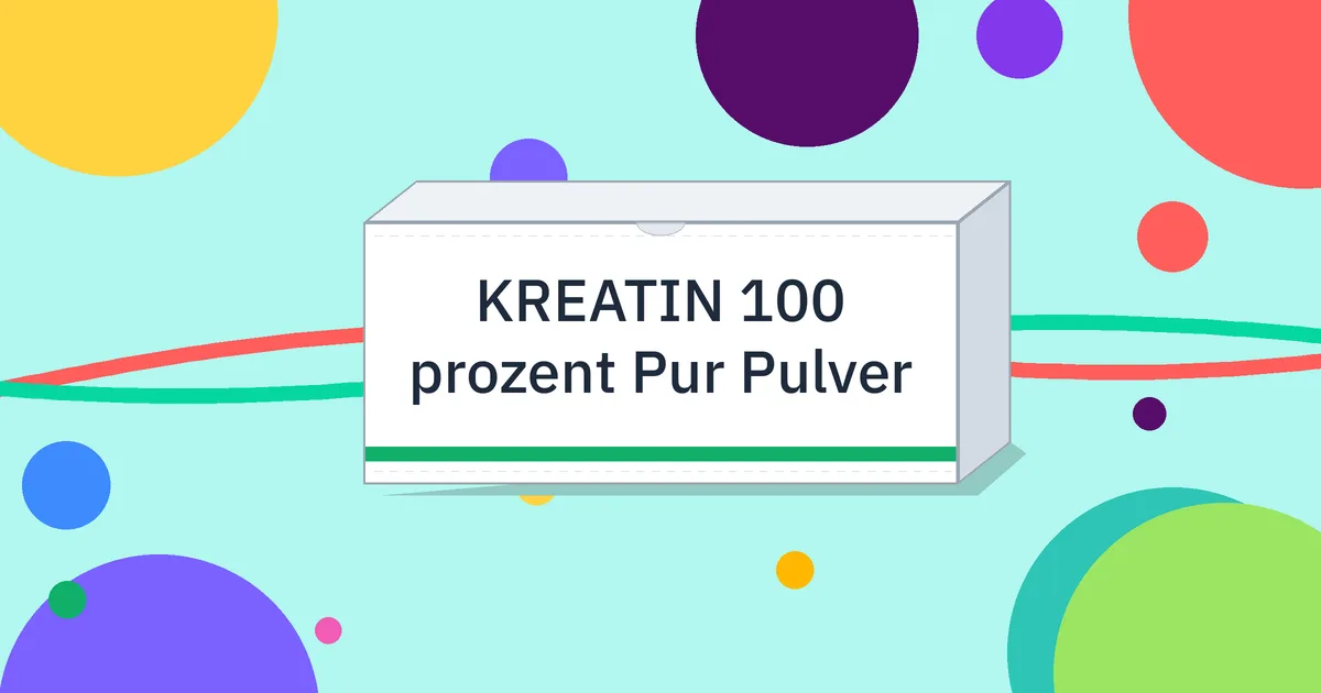 Symbolbild: Packung mit der Aufschrift KREATIN 100 prozent Pur Pulver (PZN 20588900) – Verfügbarkeit und Bezug in Apotheken in Frankfurt am Main