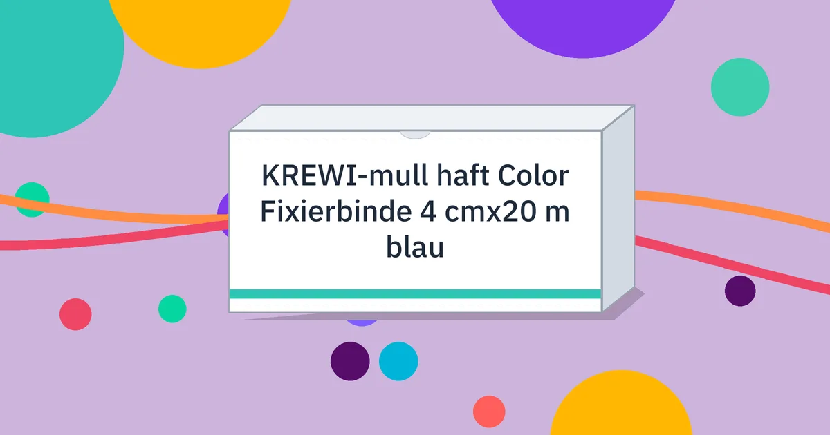 Symbolbild: Packung mit der Aufschrift KREWI-mull haft Color Fixierbinde 4 cmx20 m blau (PZN 11338707) – Verfügbarkeit und Bezug in Apotheken in Frankfurt am Main