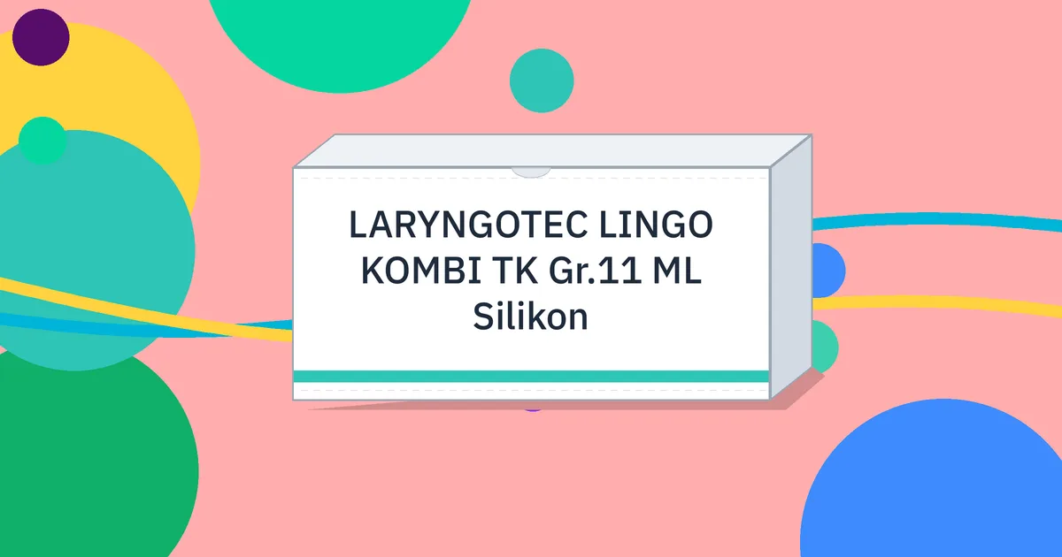 Symbolbild: Packung mit der Aufschrift LARYNGOTEC LINGO KOMBI TK Gr.11 ML Silikon (PZN 03311829) – Verfügbarkeit und Bezug in Apotheken in Frankfurt am Main