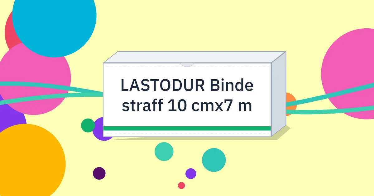 Symbolbild: Packung mit der Aufschrift LASTODUR Binde straff 10 cmx7 m (PZN 19207732) – Verfügbarkeit und Bezug in Apotheken in Frankfurt am Main