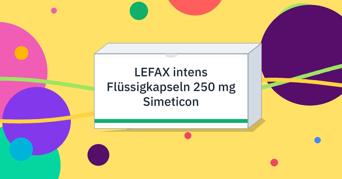 Symbolbild: Packung mit der Aufschrift LEFAX intens Flüssigkapseln 250 mg Simeticon (PZN 10537853) – Verfügbarkeit und Bezug in Apotheken in Frankfurt am Main