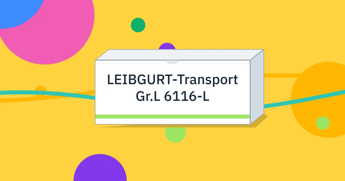 Symbolbild: Packung mit der Aufschrift LEIBGURT-Transport Gr.L 6116-L (PZN 13586757) – Verfügbarkeit und Bezug in Apotheken in Frankfurt am Main