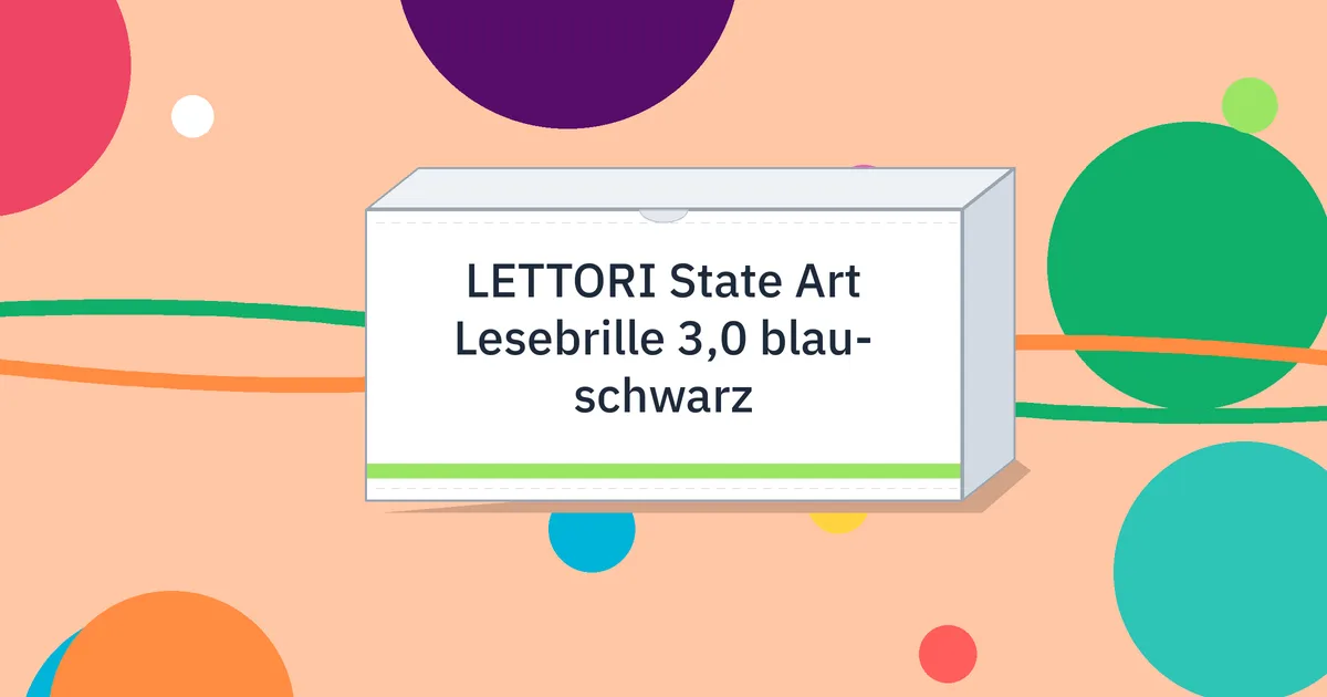 Symbolbild: Packung mit der Aufschrift LETTORI State Art Lesebrille 3,0 blau-schwarz (PZN 11118236) – Verfügbarkeit und Bezug in Apotheken in Frankfurt am Main