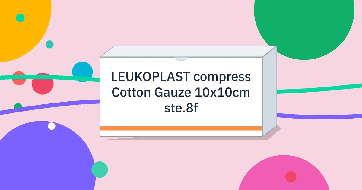 Symbolbild: Packung mit der Aufschrift LEUKOPLAST compress Cotton Gauze 10x10cm ste.8f (PZN 19531639) – Verfügbarkeit und Bezug in Apotheken in Frankfurt am Main