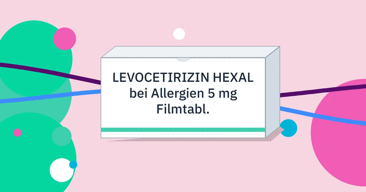Symbolbild: Packung mit der Aufschrift LEVOCETIRIZIN HEXAL bei Allergien 5 mg Filmtabl. (PZN 14238225) – Verfügbarkeit und Bezug in Apotheken in Frankfurt am Main
