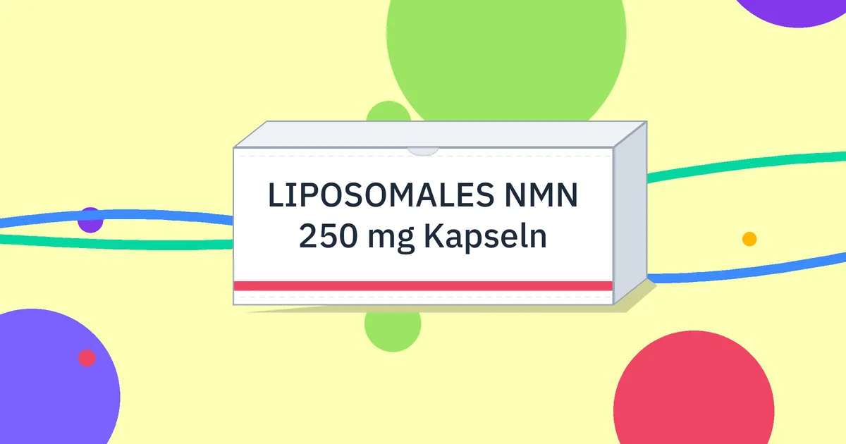 Symbolbild: Packung mit der Aufschrift LIPOSOMALES NMN 250 mg Kapseln (PZN 19386367) – Verfügbarkeit und Bezug in Apotheken in Frankfurt am Main
