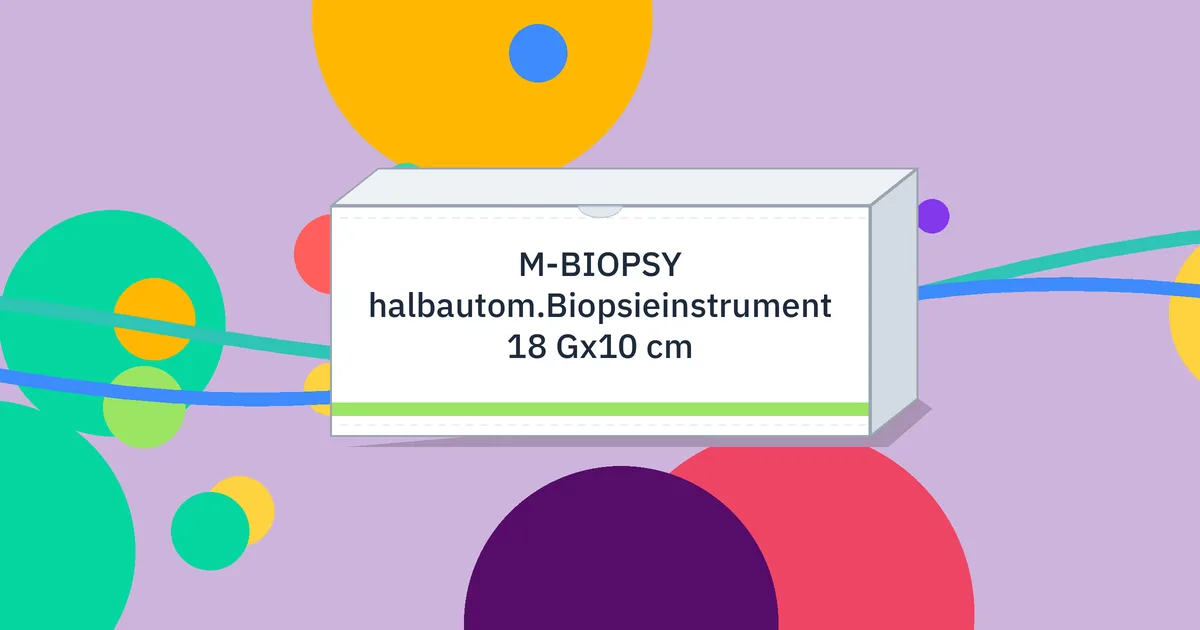 Symbolbild: Packung mit der Aufschrift M-BIOPSY halbautom.Biopsieinstrument 18 Gx10 cm (PZN 20334447) – Verfügbarkeit und Bezug in Apotheken in Frankfurt am Main