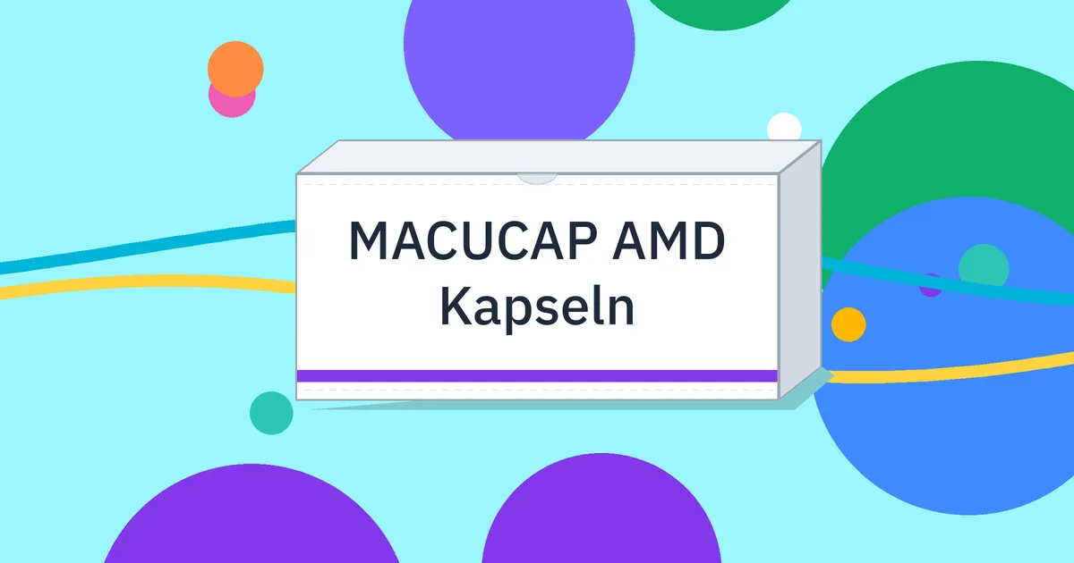 Symbolbild: Packung mit der Aufschrift MACUCAP AMD Kapseln (PZN 13986965) – Verfügbarkeit und Bezug in Apotheken in Frankfurt am Main