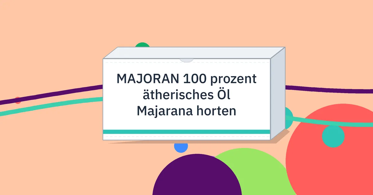Symbolbild: Packung mit der Aufschrift MAJORAN 100 prozent ätherisches Öl Majarana horten (PZN 03669330) – Verfügbarkeit und Bezug in Apotheken in Frankfurt am Main