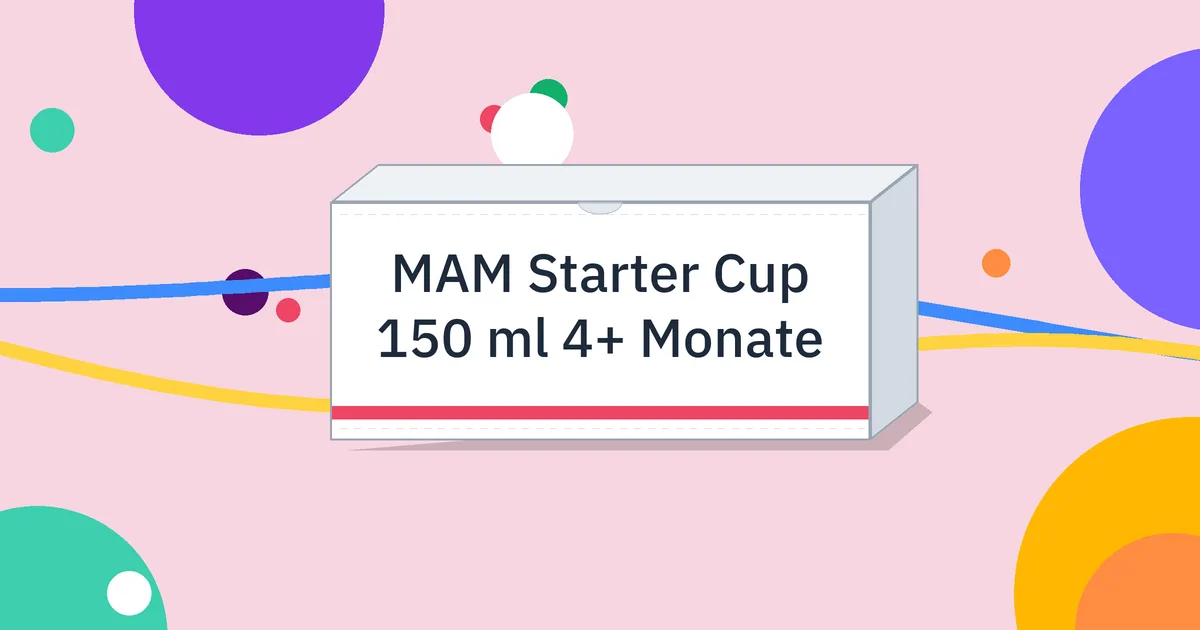 Symbolbild: Packung mit der Aufschrift MAM Starter Cup 150 ml 4+ Monate (PZN 10203974) – Verfügbarkeit und Bezug in Apotheken in Frankfurt am Main