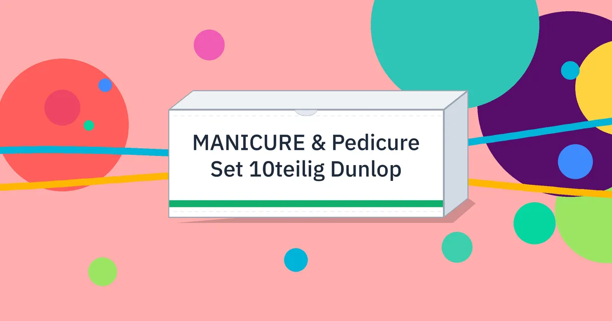 Symbolbild: Packung mit der Aufschrift MANICURE & Pedicure Set 10teilig Dunlop (PZN 16501112) – Verfügbarkeit und Bezug in Apotheken in Frankfurt am Main