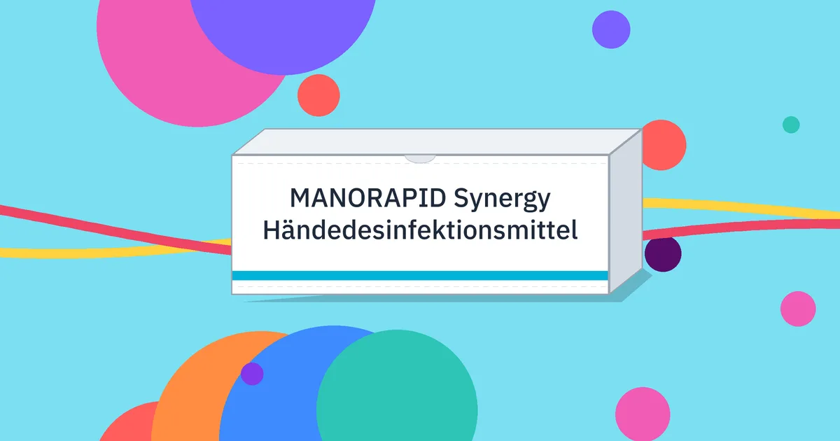 Symbolbild: Packung mit der Aufschrift MANORAPID Synergy Händedesinfektionsmittel (PZN 06611578) – Verfügbarkeit und Bezug in Apotheken in Frankfurt am Main
