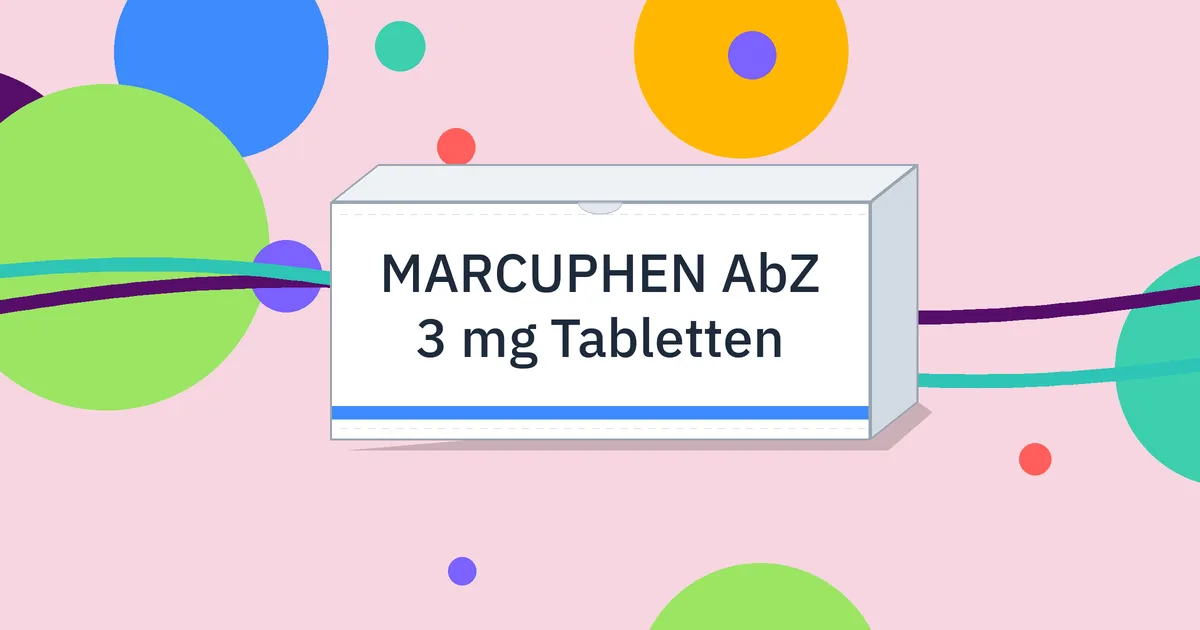 Symbolbild: Packung mit der Aufschrift MARCUPHEN AbZ 3 mg Tabletten (PZN 12345626) – Verfügbarkeit und Bezug in Apotheken in Frankfurt am Main