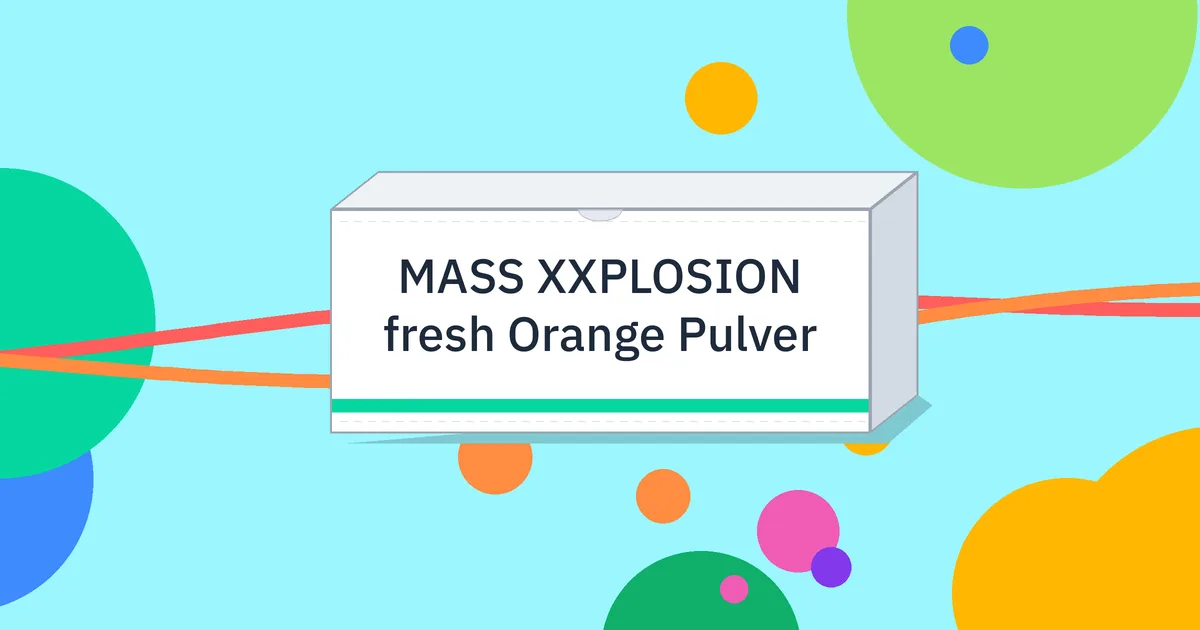 Symbolbild: Packung mit der Aufschrift MASS XXPLOSION fresh Orange Pulver (PZN 14060968) – Verfügbarkeit und Bezug in Apotheken in Frankfurt am Main