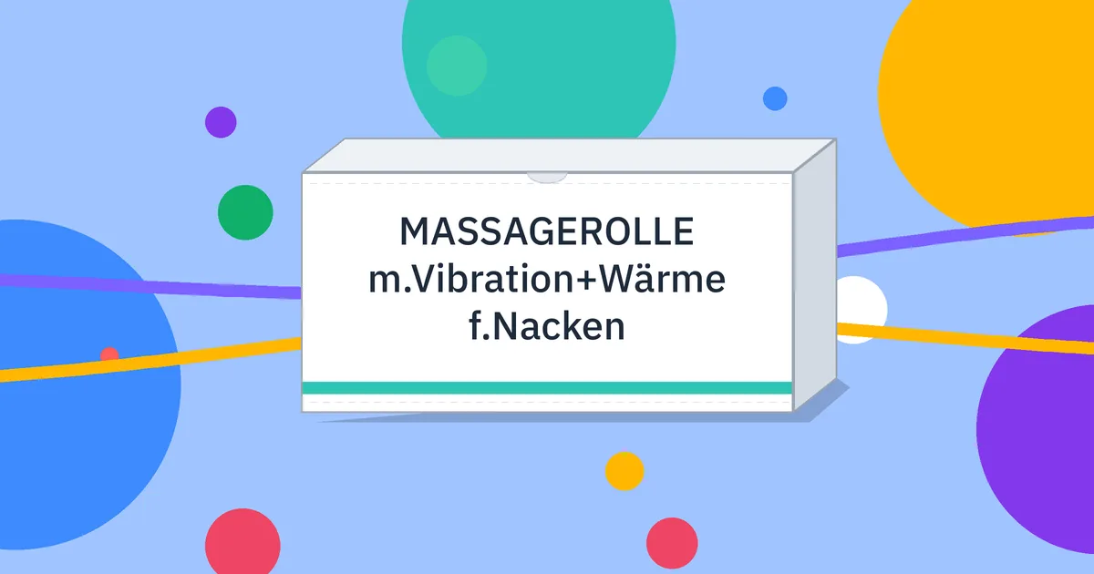Symbolbild: Packung mit der Aufschrift MASSAGEROLLE m.Vibration+Wärme f.Nacken (PZN 11659073) – Verfügbarkeit und Bezug in Apotheken in Frankfurt am Main