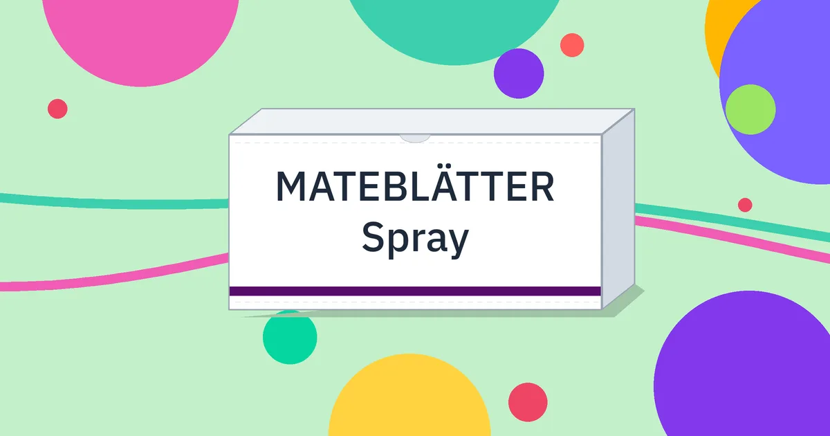 Symbolbild: Packung mit der Aufschrift MATEBLÄTTER Spray (PZN 11713246) – Verfügbarkeit und Bezug in Apotheken in Frankfurt am Main
